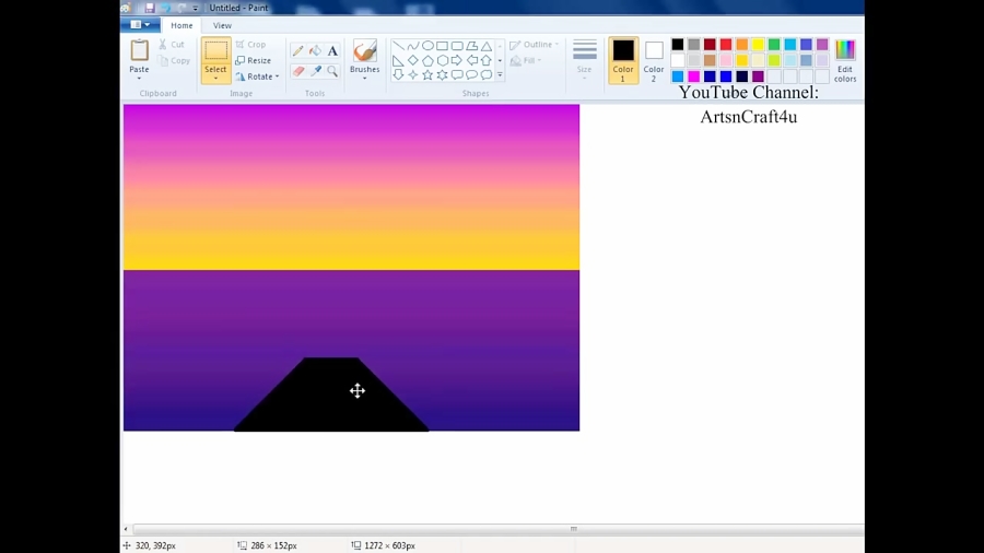 How to draw a beautiful sunset with gradient effect in MS paint - Easy ...