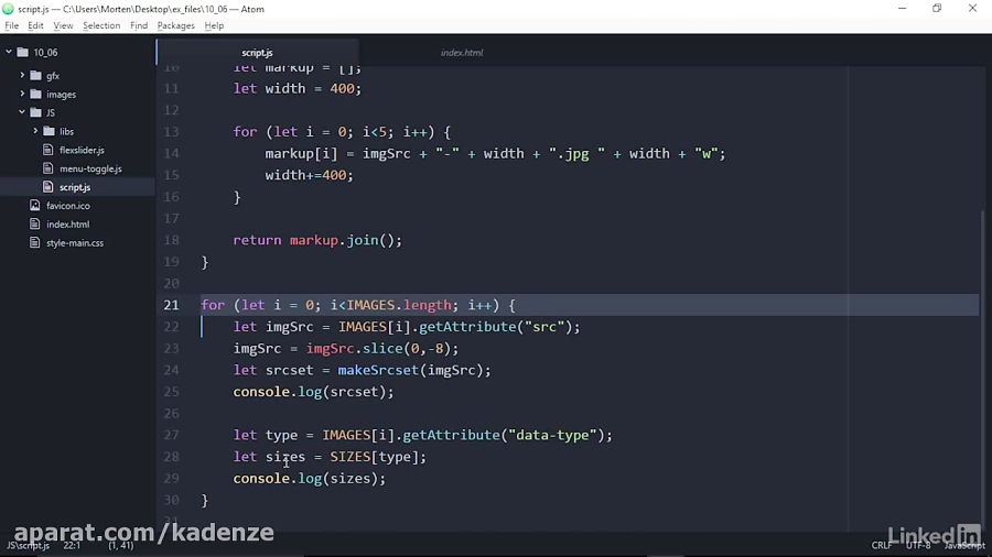 کورس ﻿JavaScript - به روز رسانی نشانه img با srcset و ویژگی های اندازه...