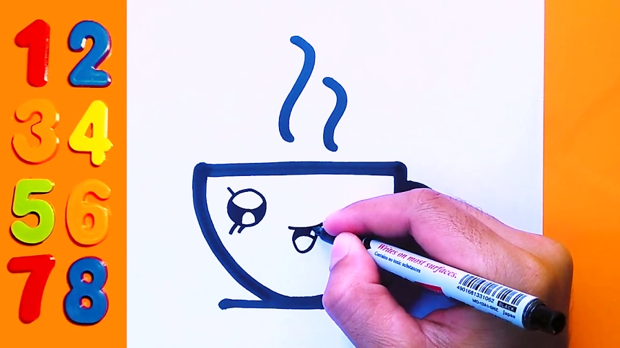 How to draw a cute hot Chocolate Cup, draw cute things, Draw for kids