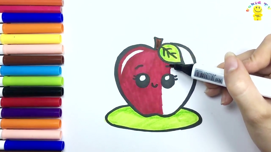 Como dibujar una manzana paso a paso facil| Dibujos para dibujar| Gokid TV