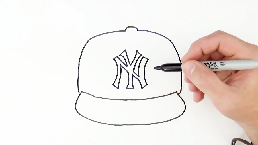 How to Draw a Cap New York Yankees Logo Easy