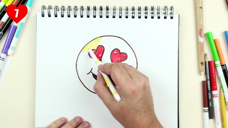 How to Draw a Happy Face Emoji - Emoticon with Hearts - Art for Kids | BP