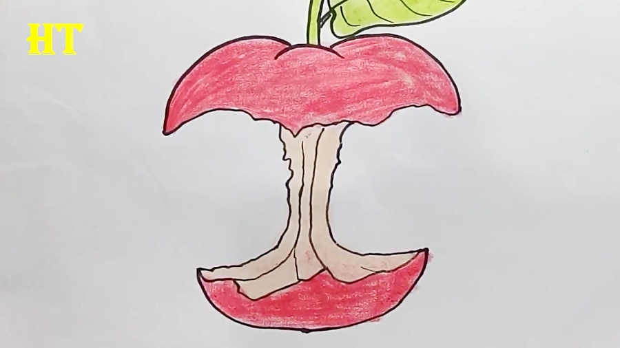 Coloring Book How to Draw Apple Was Eaten - Drawing for Kids with Colors