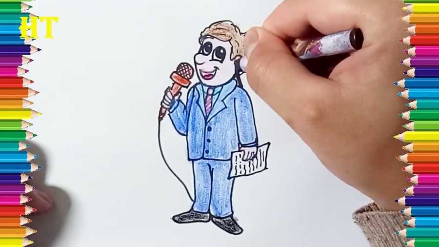 How to draw a reporter cute and easy | Cartoon reporter drawing step by ...