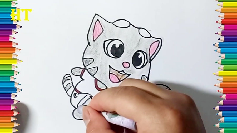 Talking tom candy run drawing for kids | Cartoon Drawing Coloring Pages ...
