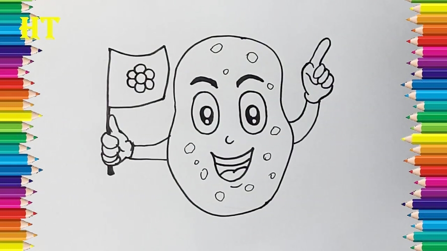 How to draw a Potato cute and easy for kids - Cartoon potato drawing