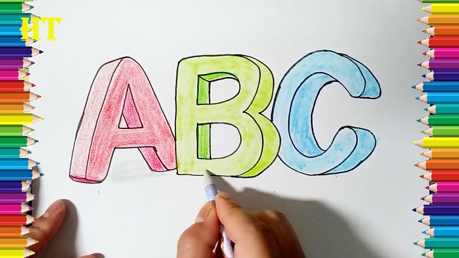 ABC 3D drawing and coloring - How to draw abc in 3D for kids