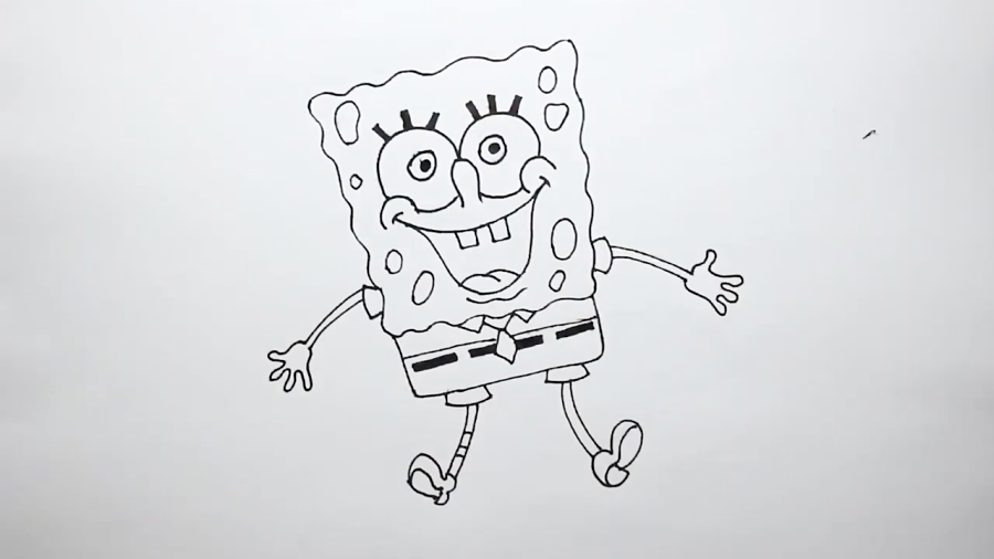 رسم سبونج بوب مع الخطوات للمبتدئين| تعليم الرسم للاطفال