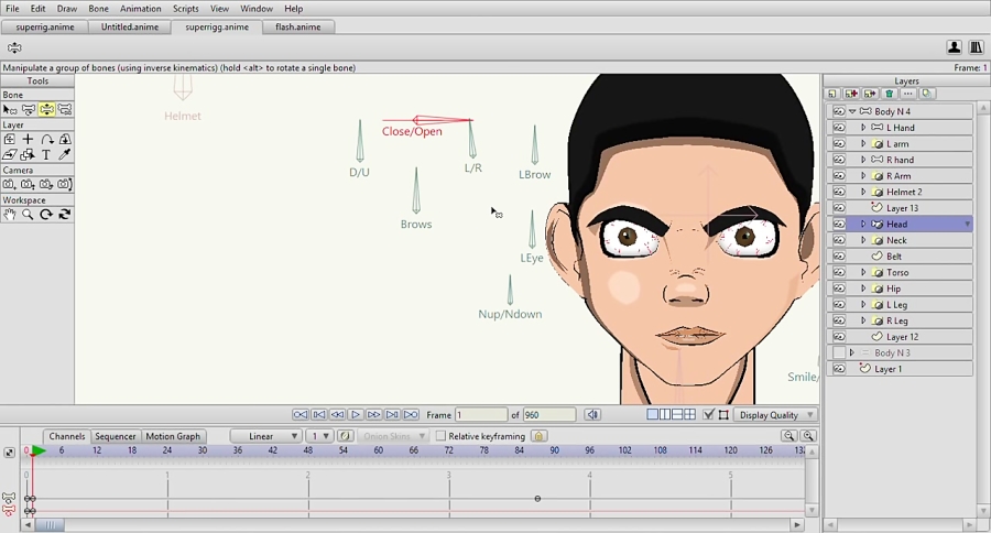 Best Anime Studio/Moho 2.5D Rig Demo full working body turn morphs