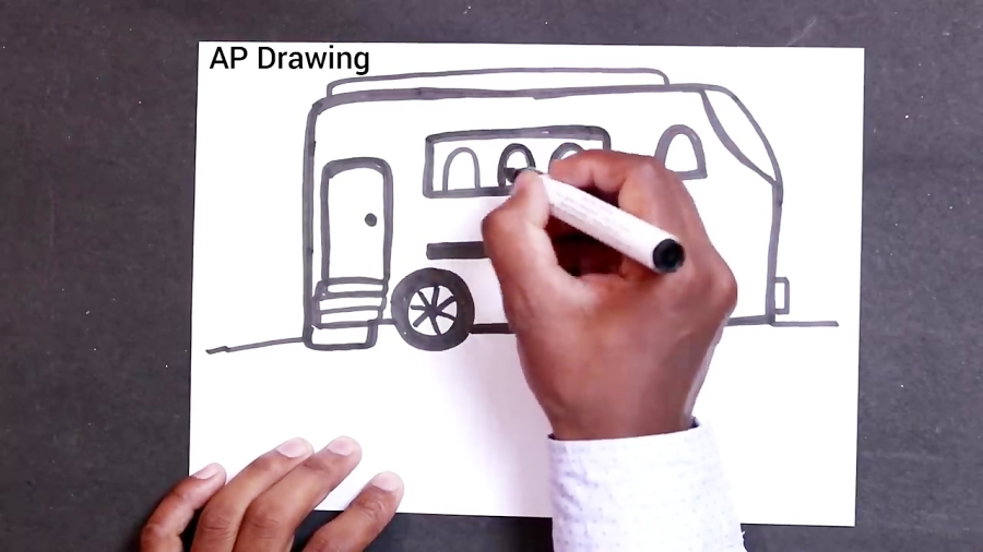 how to draw cute Bus step by step Easy Drawing for kids
