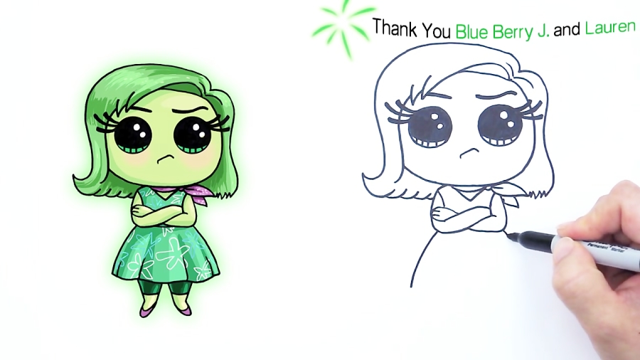 How to draw Disgust from Pixar Inside Out Cute step by step