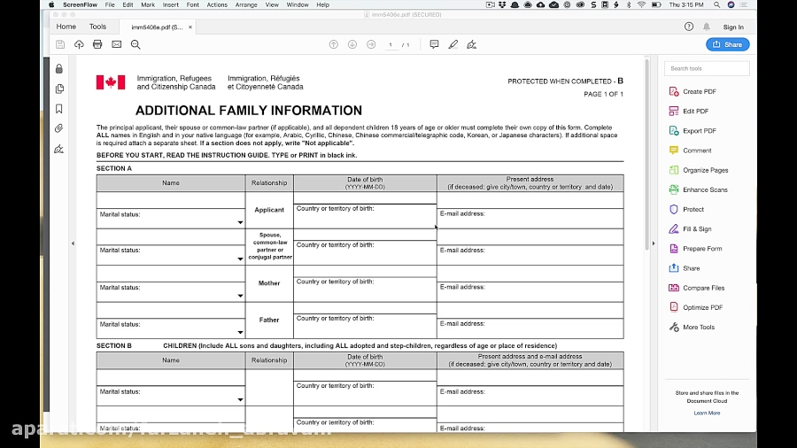 imm5406e - Additional Family Information Form