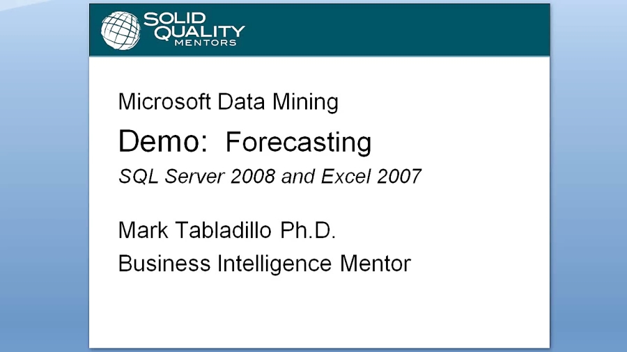 Microsoft Data Mining Demo -- Forecasting