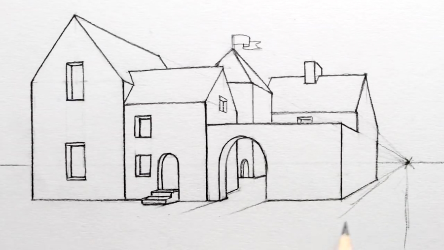 How to Draw Buildings in 1-Point Perspective: Narrated