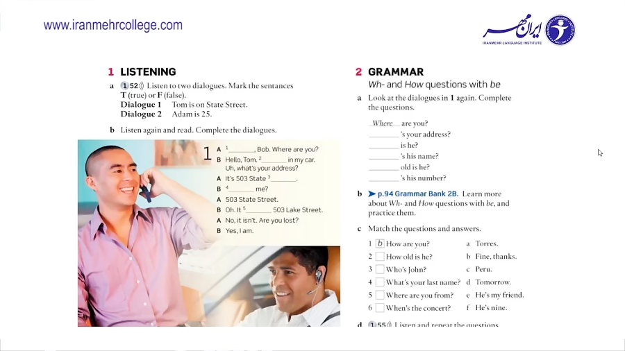 American English File Starter - Lesson 2b - Grammar