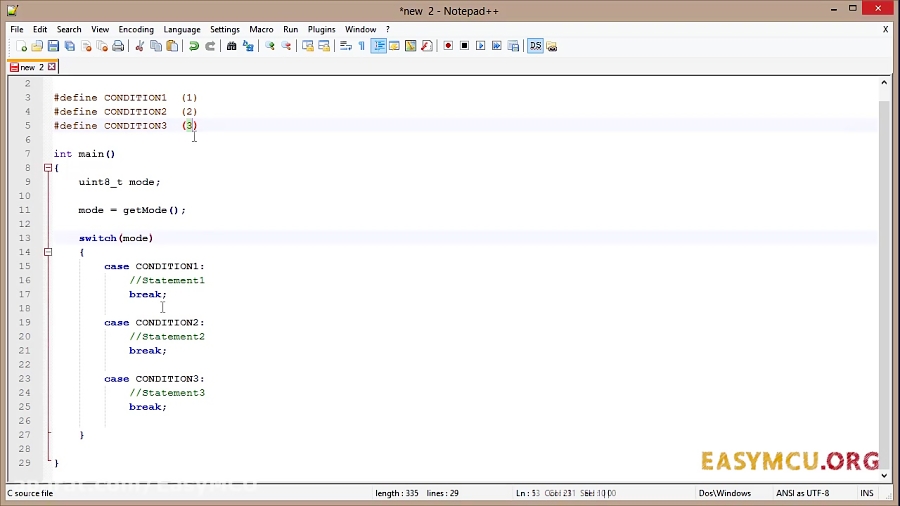 آموزش زبان C دستور switch - case