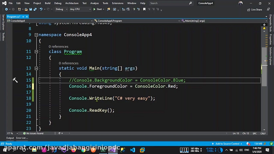 #how to change background -foreground console c تغییر رنگ نوشته و زمینه ...