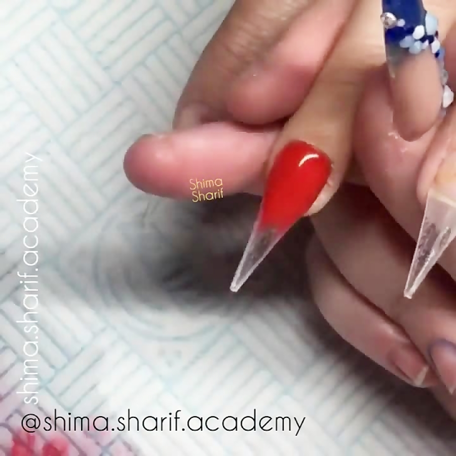 کاشت آمبره روی ناخن با پودر