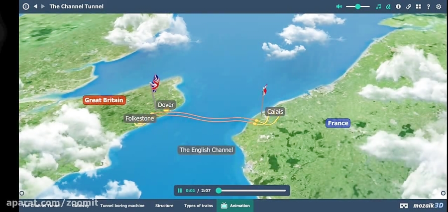 شماتیک موقعیت و ساختار تونل مانش