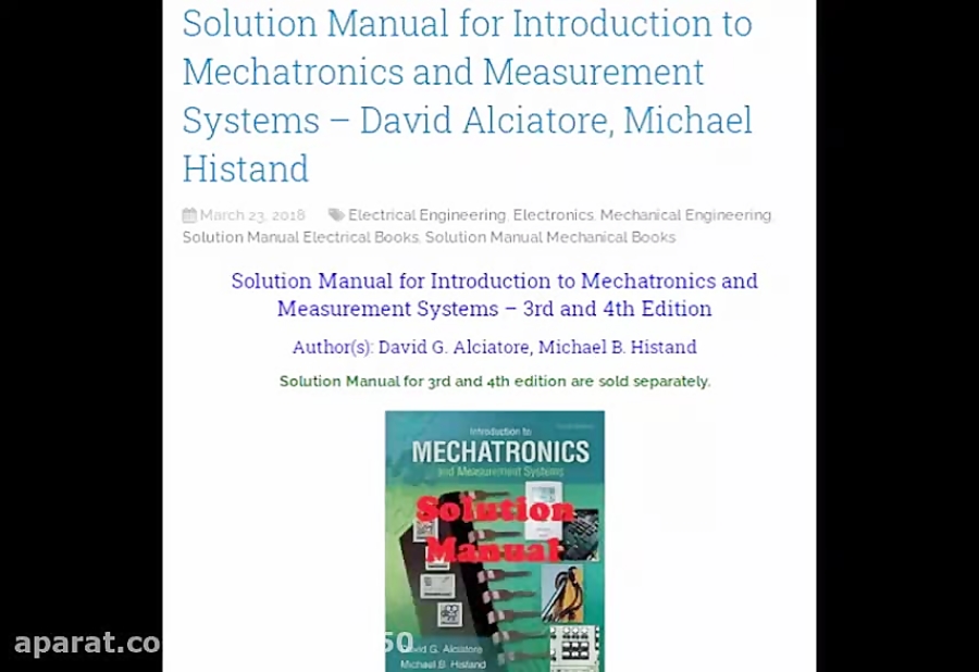Solution Manual for Introduction to Mechatronics and Measurement Systems