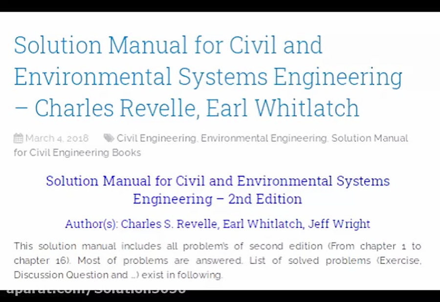 Solution Manual for Civil and Environmental Systems Engineering