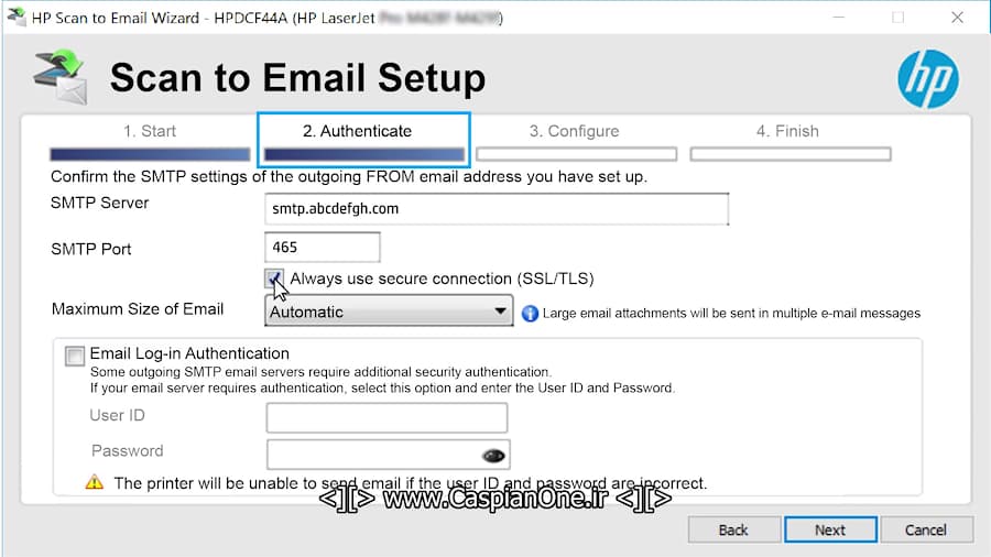 Set Up Scan to Email with Wizard for Select HP LaserJet Pro M300-400 ...