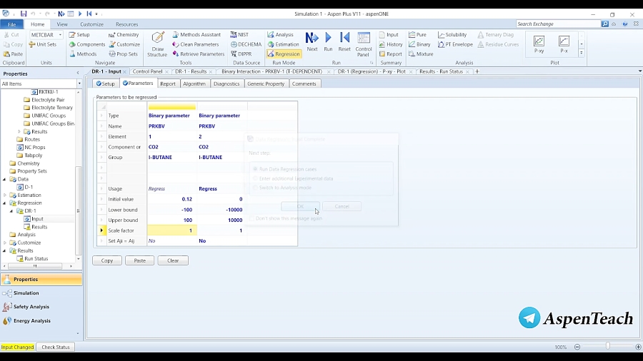 قسمت چهارم : REGRESSION OF BINARY VLE DATA (رگرسیون)