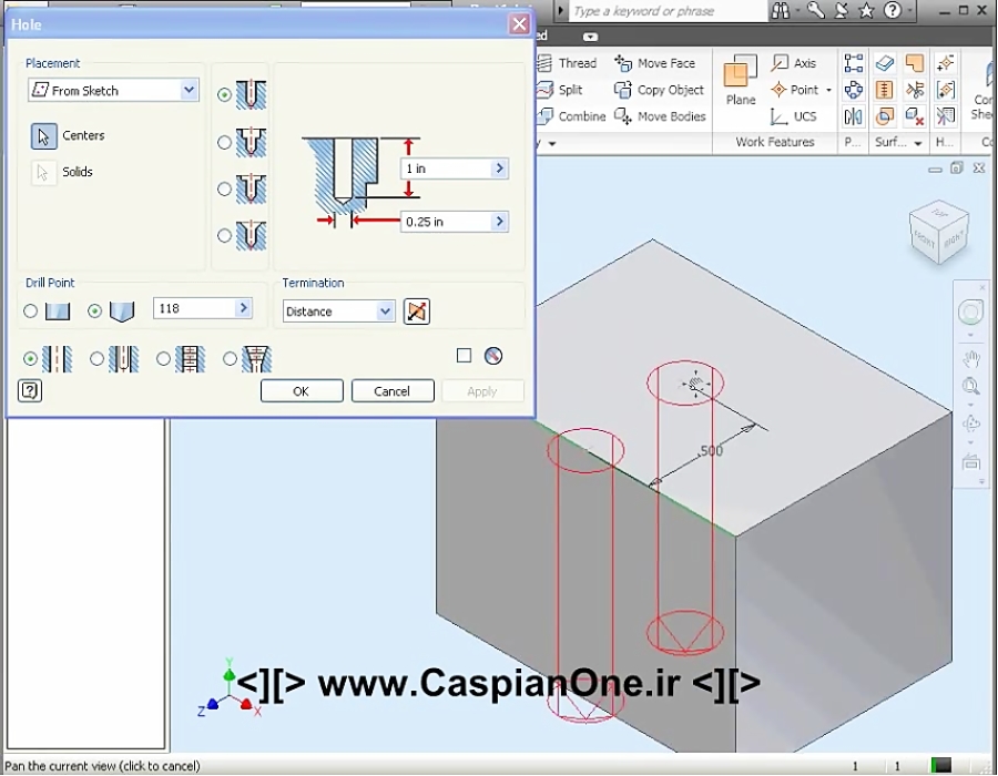 Autodesk Inventor Training 2011 - 315 Clearance Hole