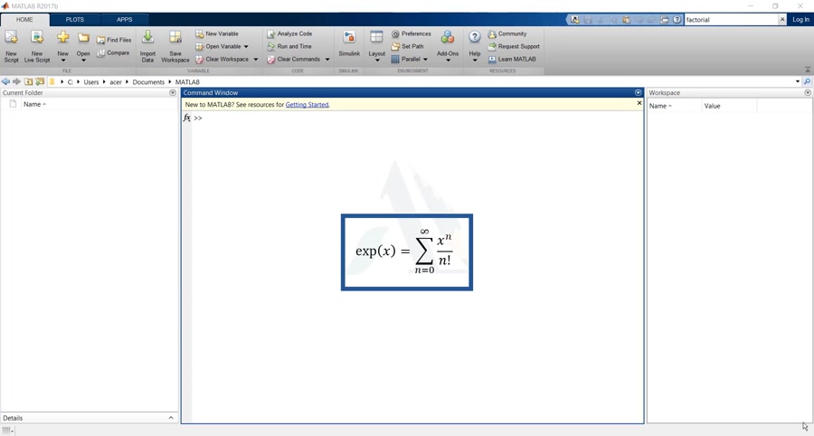 بسط سری تیلور تابع نمایی exp(x) در نرم افزار MATLAB