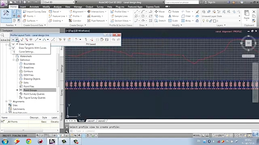 open channel design using CIVIL 3D
