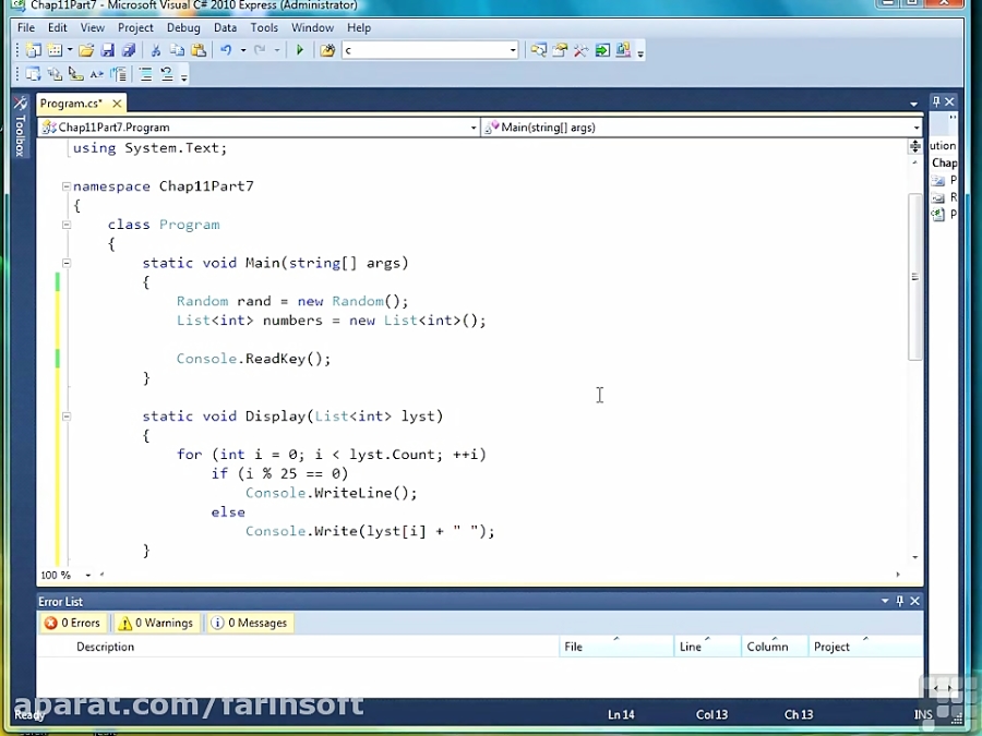 دانلود آموزش برنامه نویسی C#...
