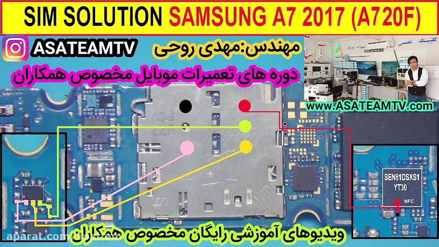 سلوشن مسیر سیم کارت A720F- مهندس روحی SIM SOLUTION A720F