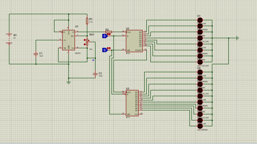 طراحی مدار رقص نور با استفاده از ( CD4022 Counter )