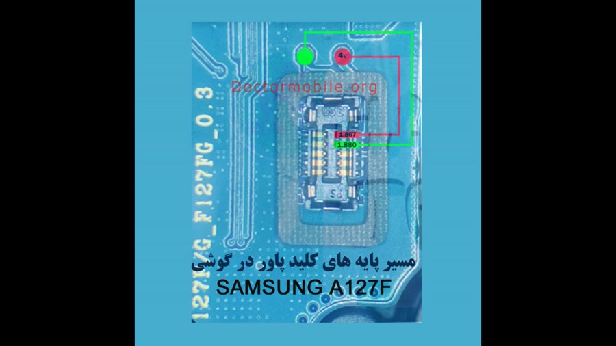 مسیر پایه های کلید پاور در گوشی SAMSUNG A127F
