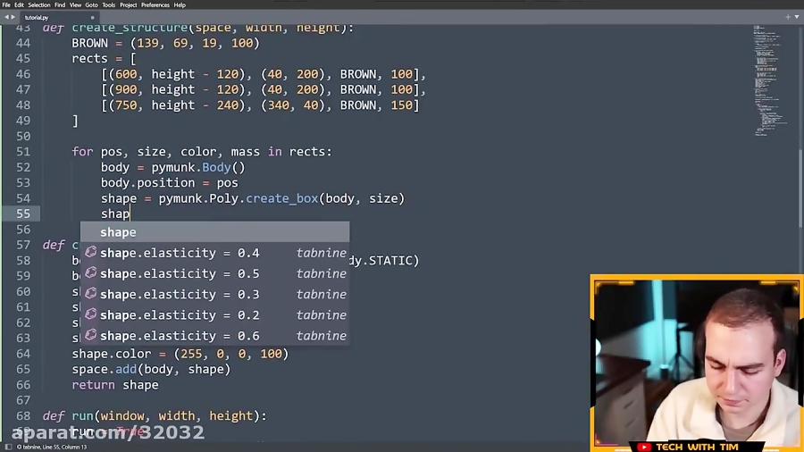 شبیه سازی فیزیک با Python و PyMunk