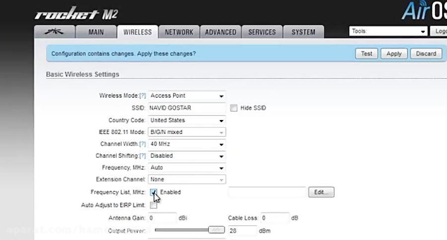 کانفیگ رادیو UBNT