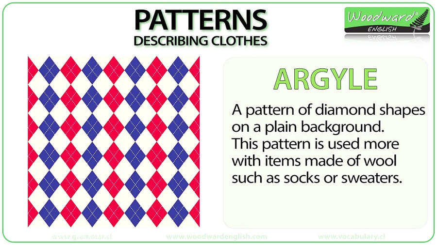 Patterns - English Vocabulary Lesson - Describing Clothes in English