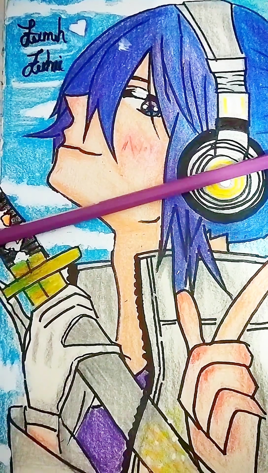 My drawings of anime boy