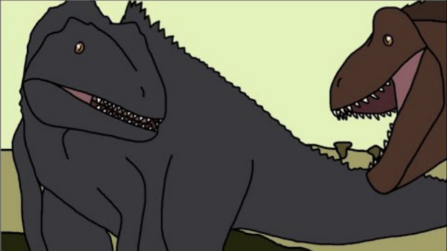 صحنه فیلم پارک ژوراسیک قلمرو (نبرد تیرکس و گیگانوتوسورس)