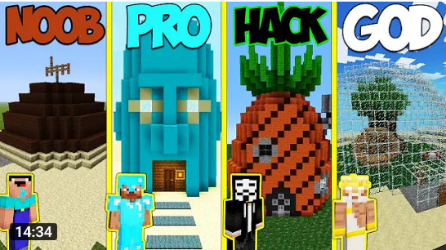 minecraft vs noob vs pro vs hacker vs god ماینکرافت نوب پرو هکر گود