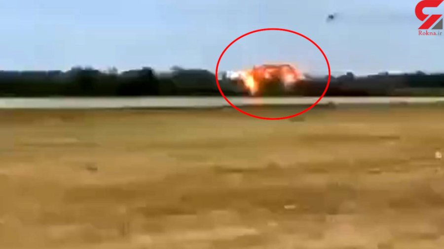 سقوط هولناک هواپیمای جنگی سوخو 25 پس از تیک آف