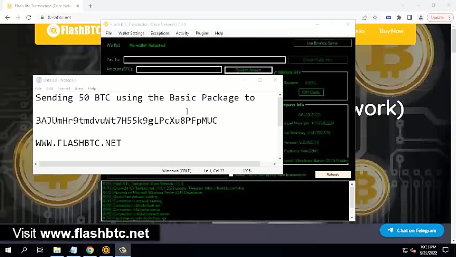 flash btc transaction (core network)