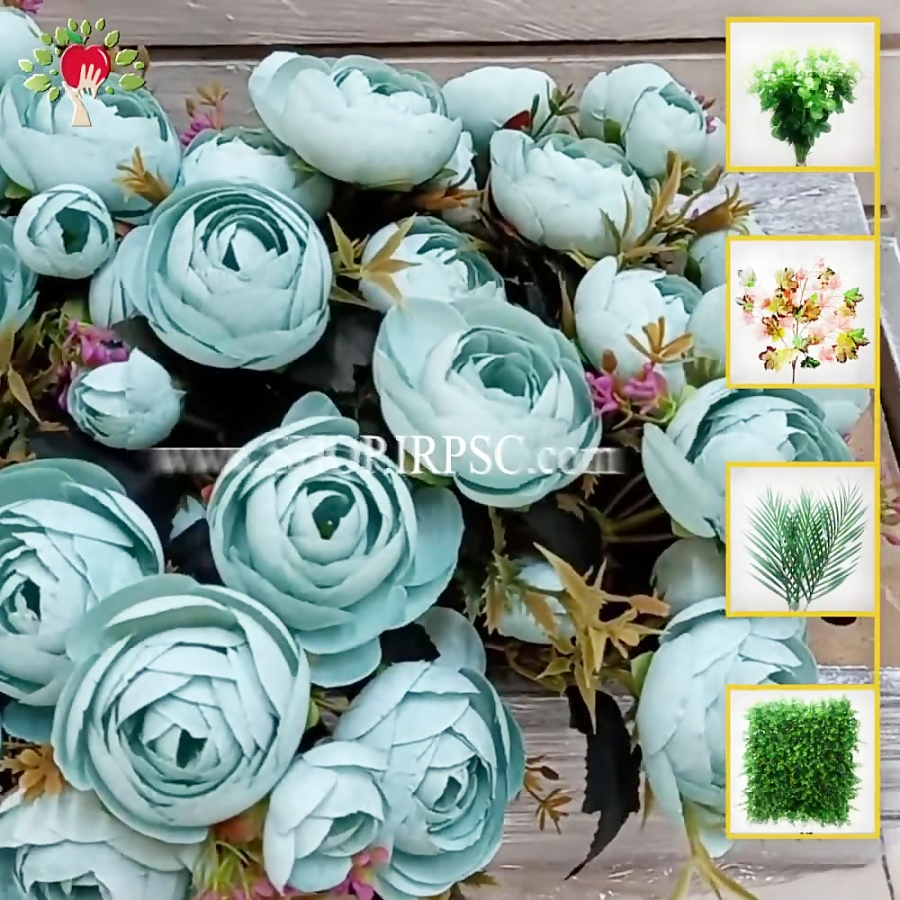 قیمت بوته گل مصنوعی پیونی آبی رنگ | فروشگاه ملی