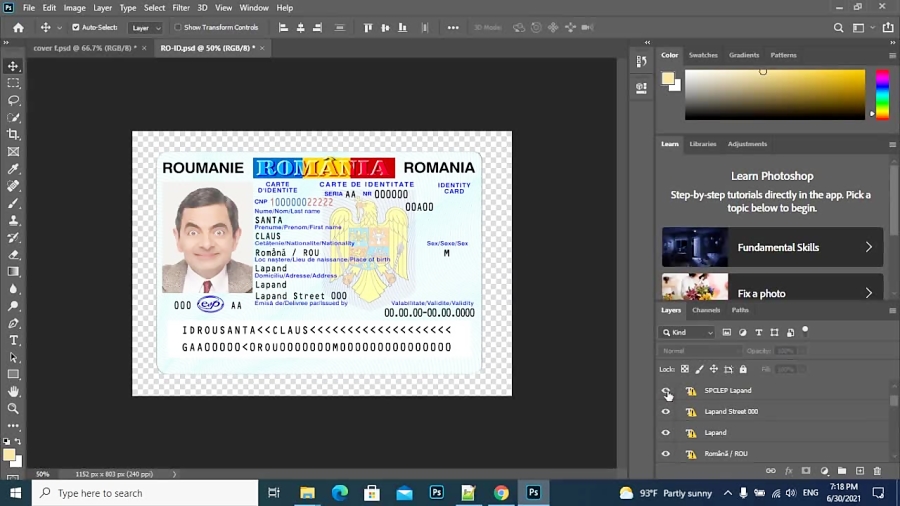 ROMANIA ID CARD PSD TEMPLATE