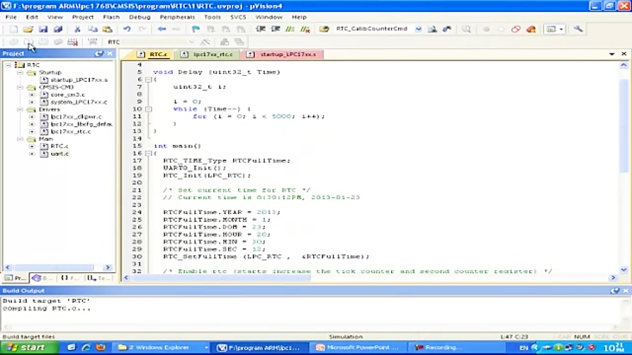 آموزش میکروکنترلرlpc1768 بخش RTC با توابع CMSIS شرکت کویرالکترونیک