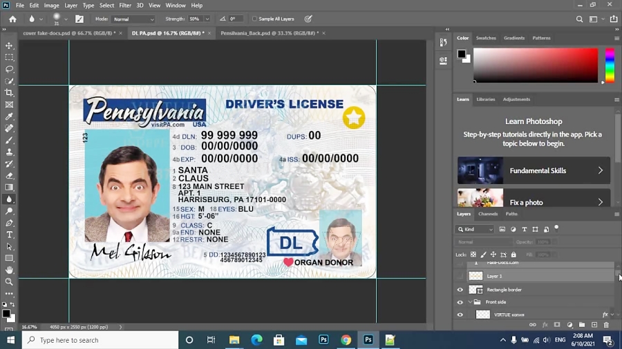 PENNSYLVANIA DRIVER LICENSE PSD TEMPLATE