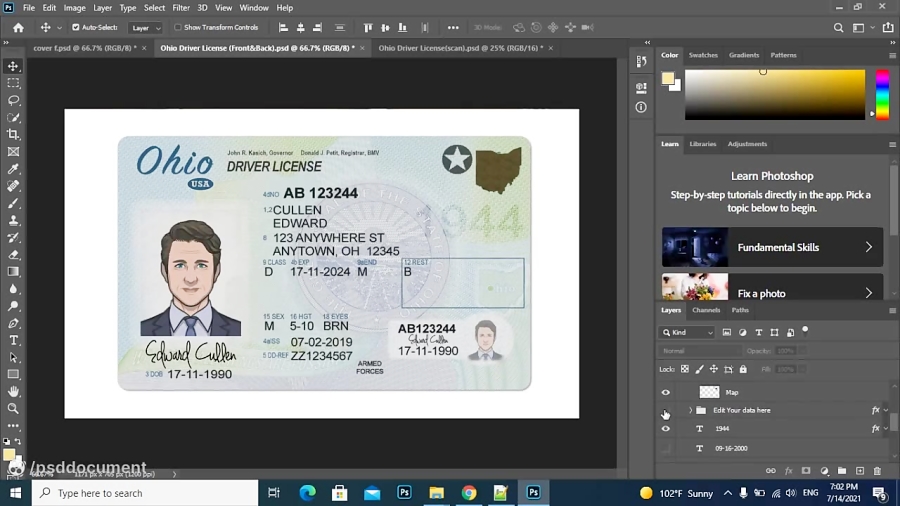 OHIO DRIVER LICENSE PSD TEMPLATE