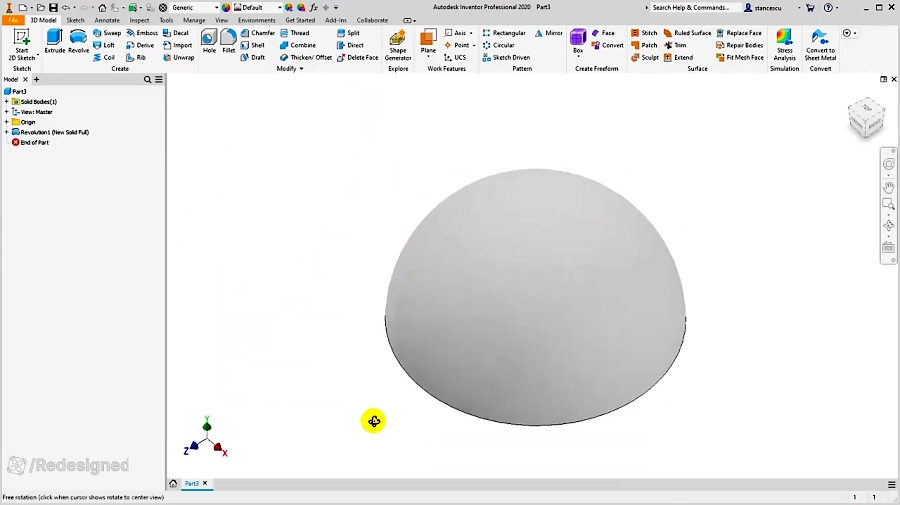 Tutorial inventor 004 part (002) spherical support