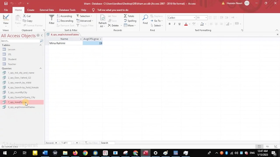 database design in MS access part 3