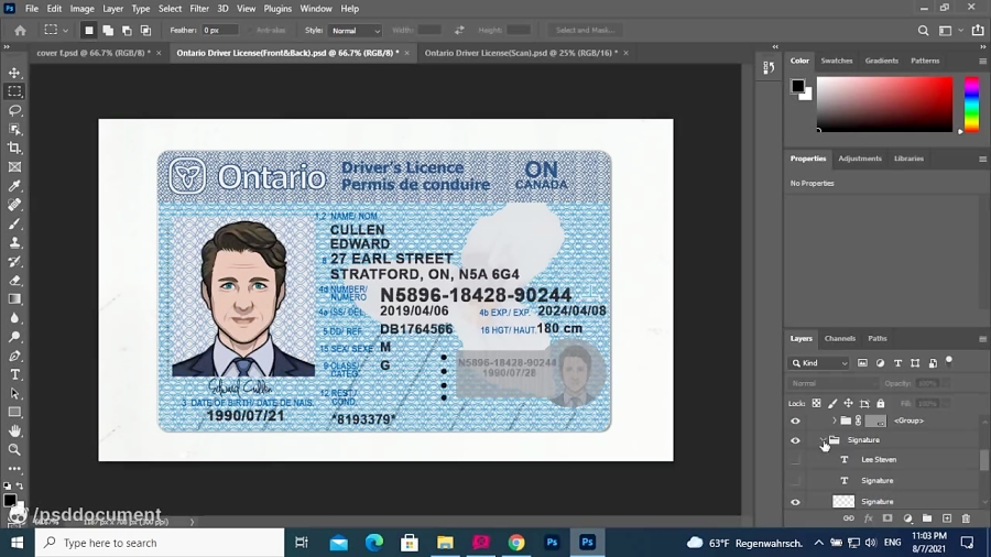 CANADA ONTARIO DRIVER LICENSE PSD TEMPLATE